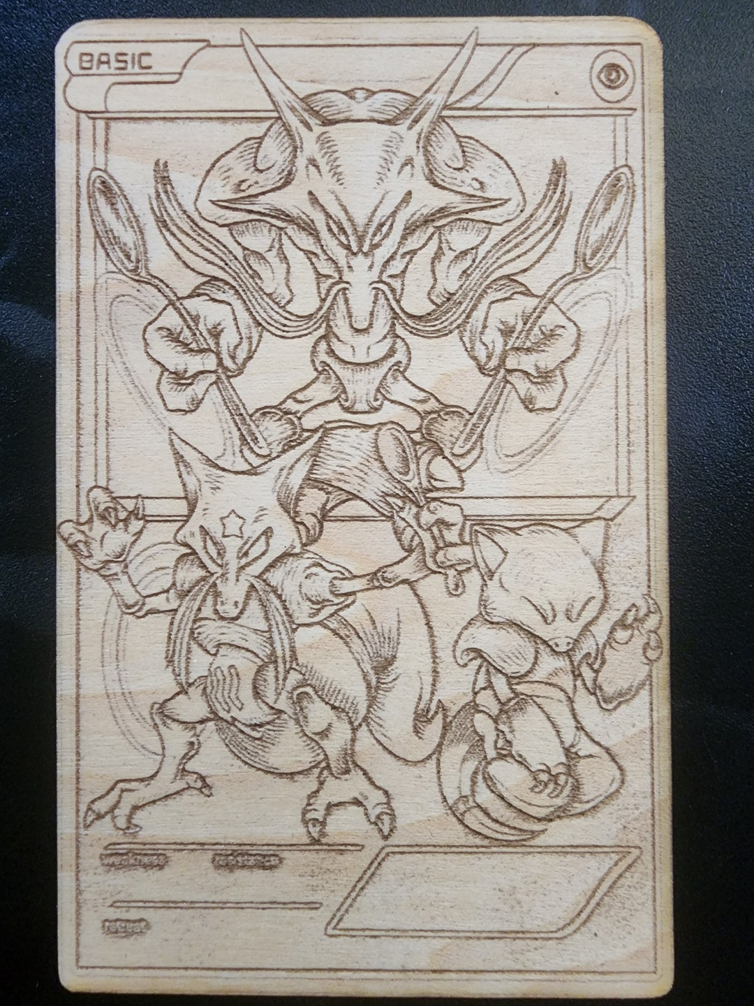 Wood Engraved Abra Evolution Line Card - Etsy