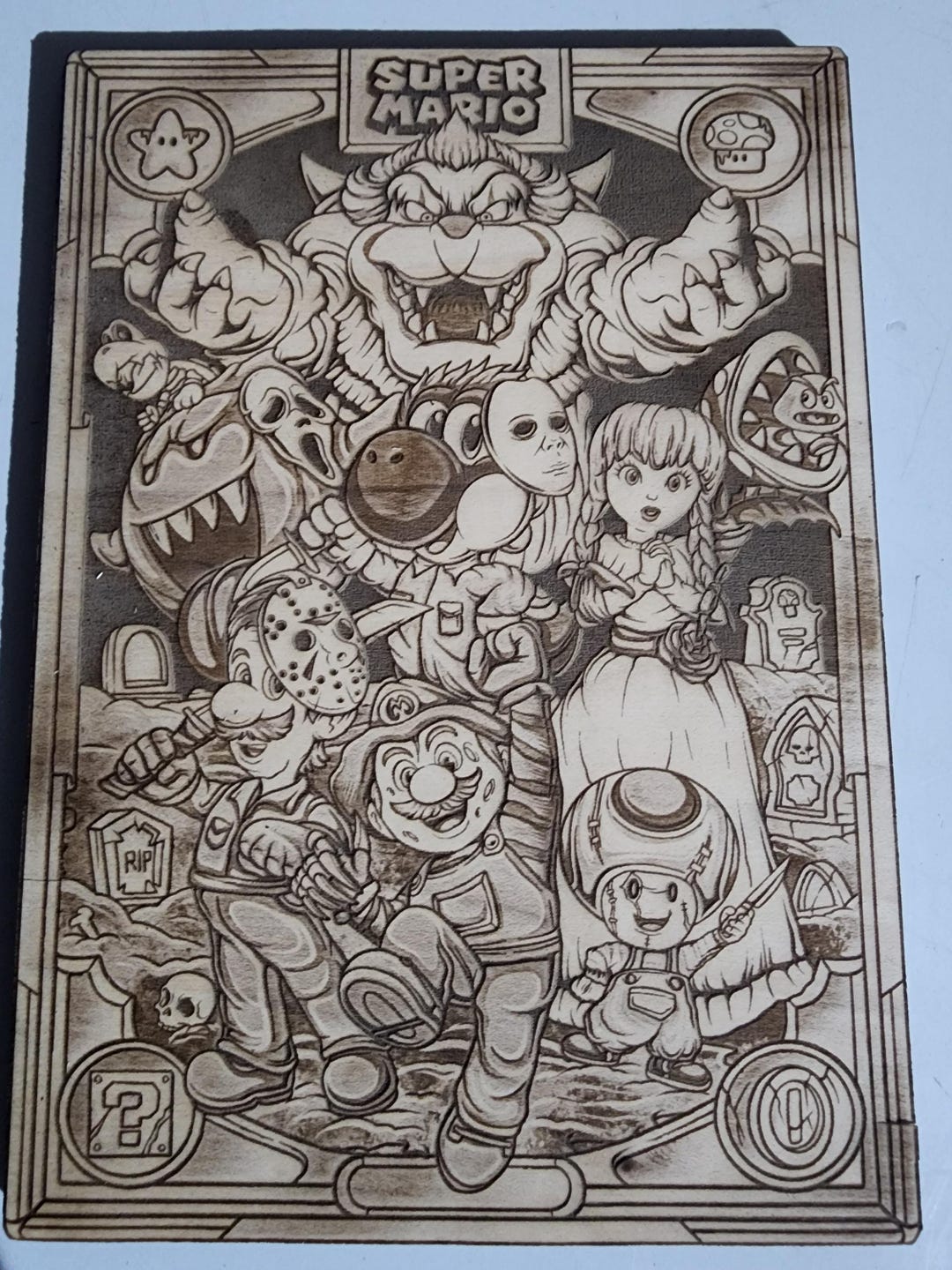 Wood Engraved Super Mario Bros Horror Cosplay Piece - Etsy