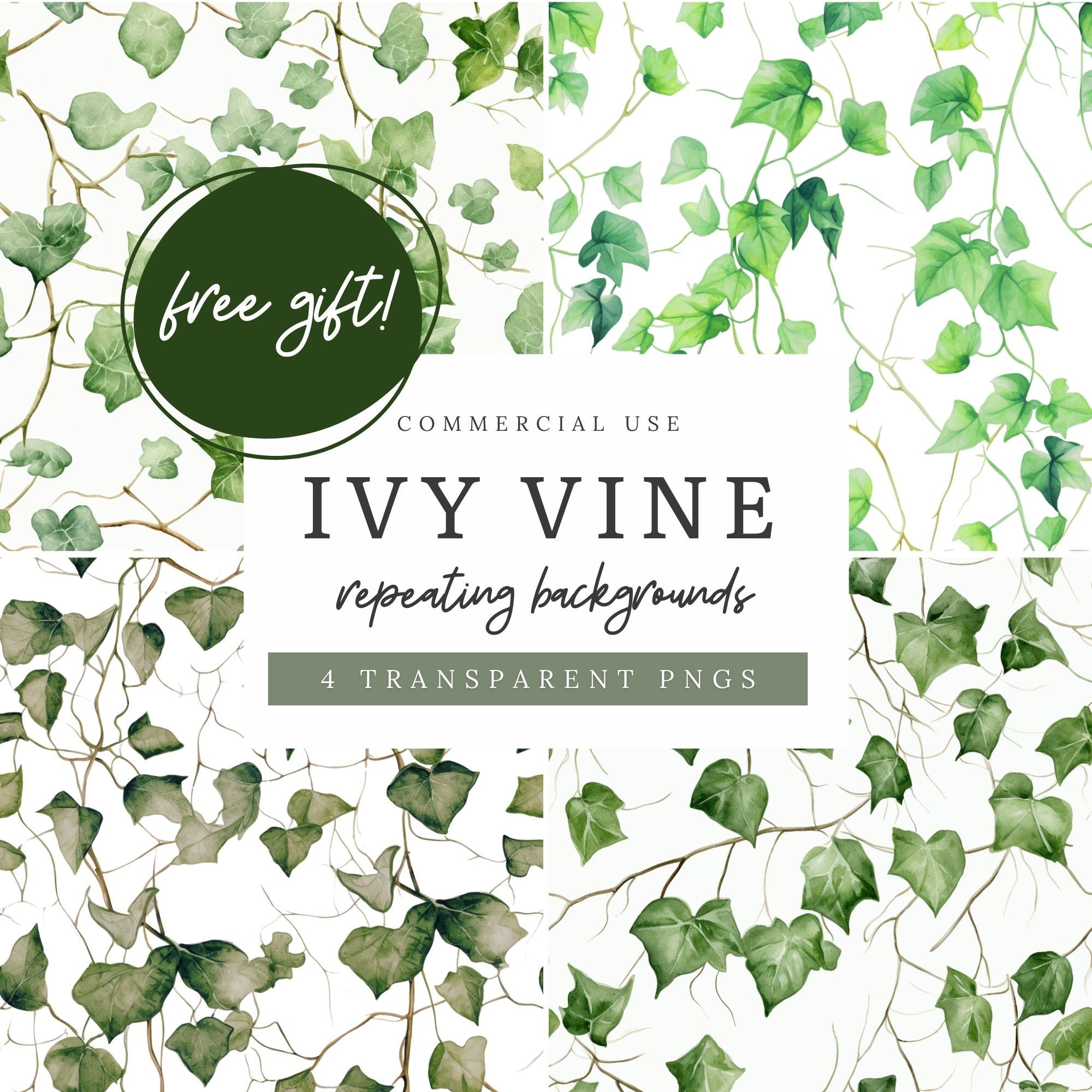 Watercolor Ivy Vines Clipart: Greenery PNG Bundle - Etsy