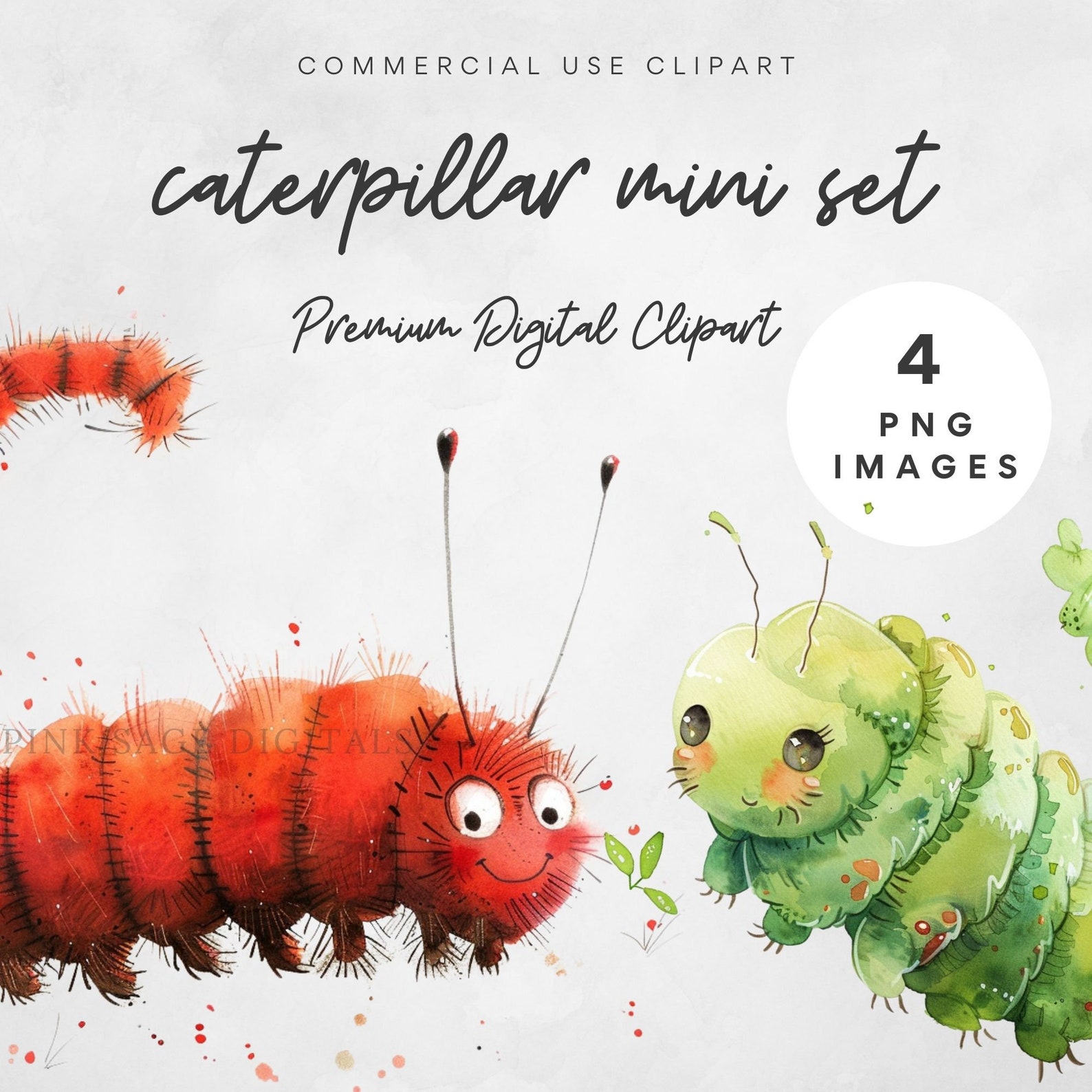 Caterpillar Clipart Cute Fuzzy Caterpillar Mini Clipart Bundle ...