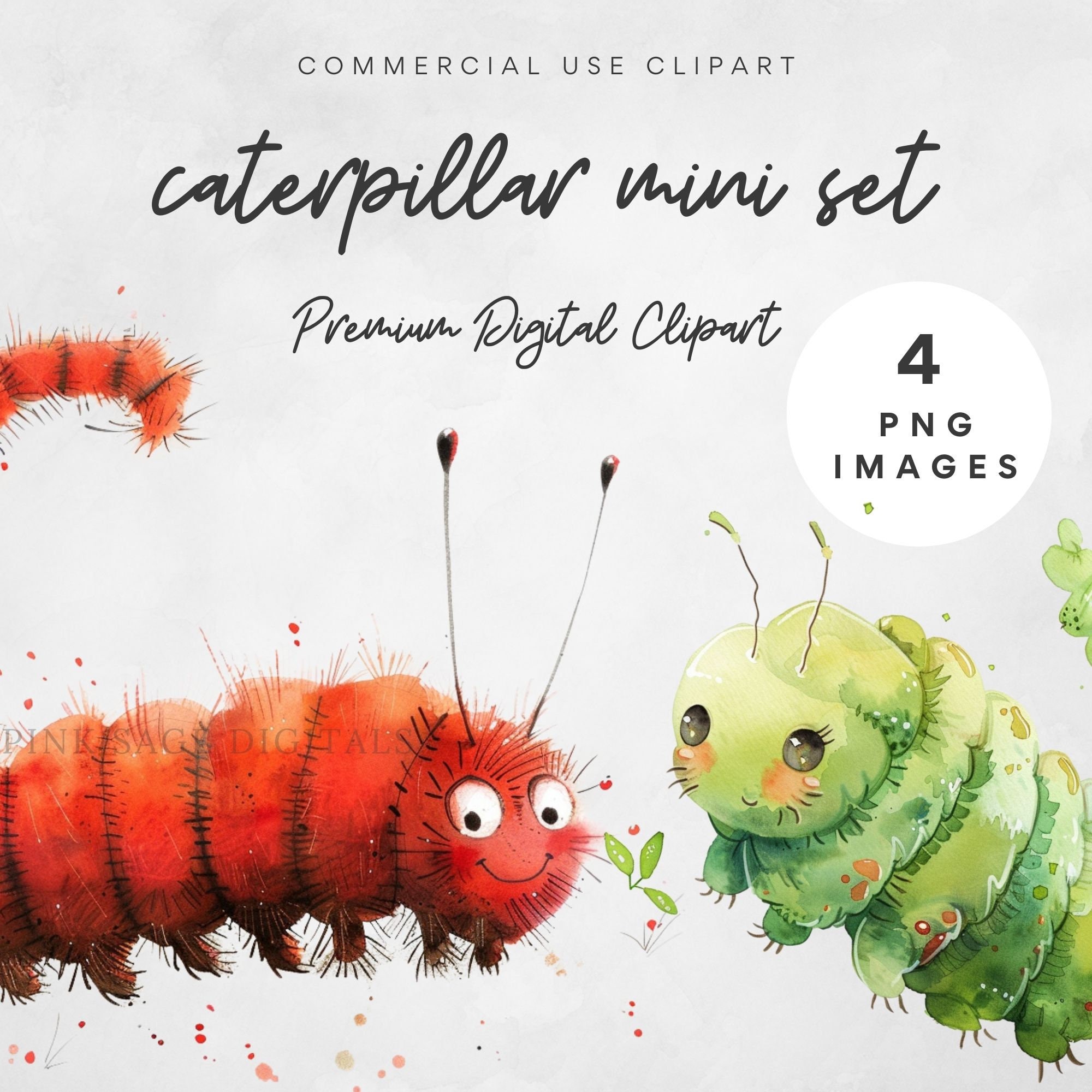 Caterpillar Clipart Cute Fuzzy Caterpillar Mini Clipart Bundle ...
