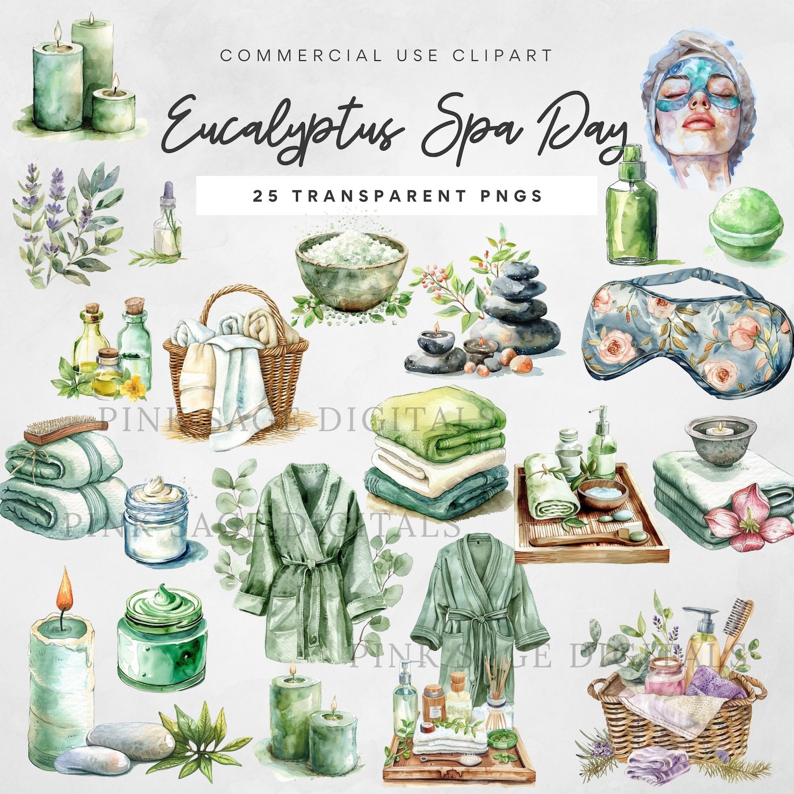 Spa Day Clip Art Eucalyptus Clip Art Bridal Transparent PNG ...