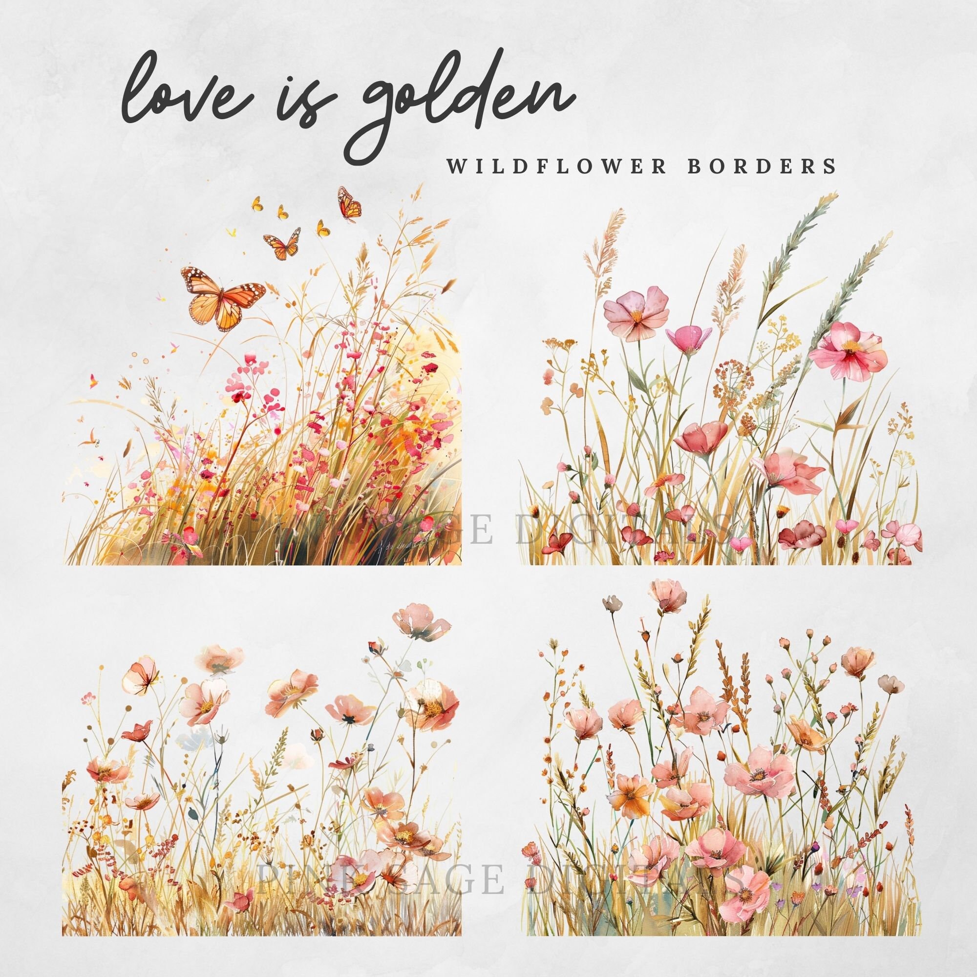 Wildflower Clip Art - Love is Golden Collection - Floral Wedding ...