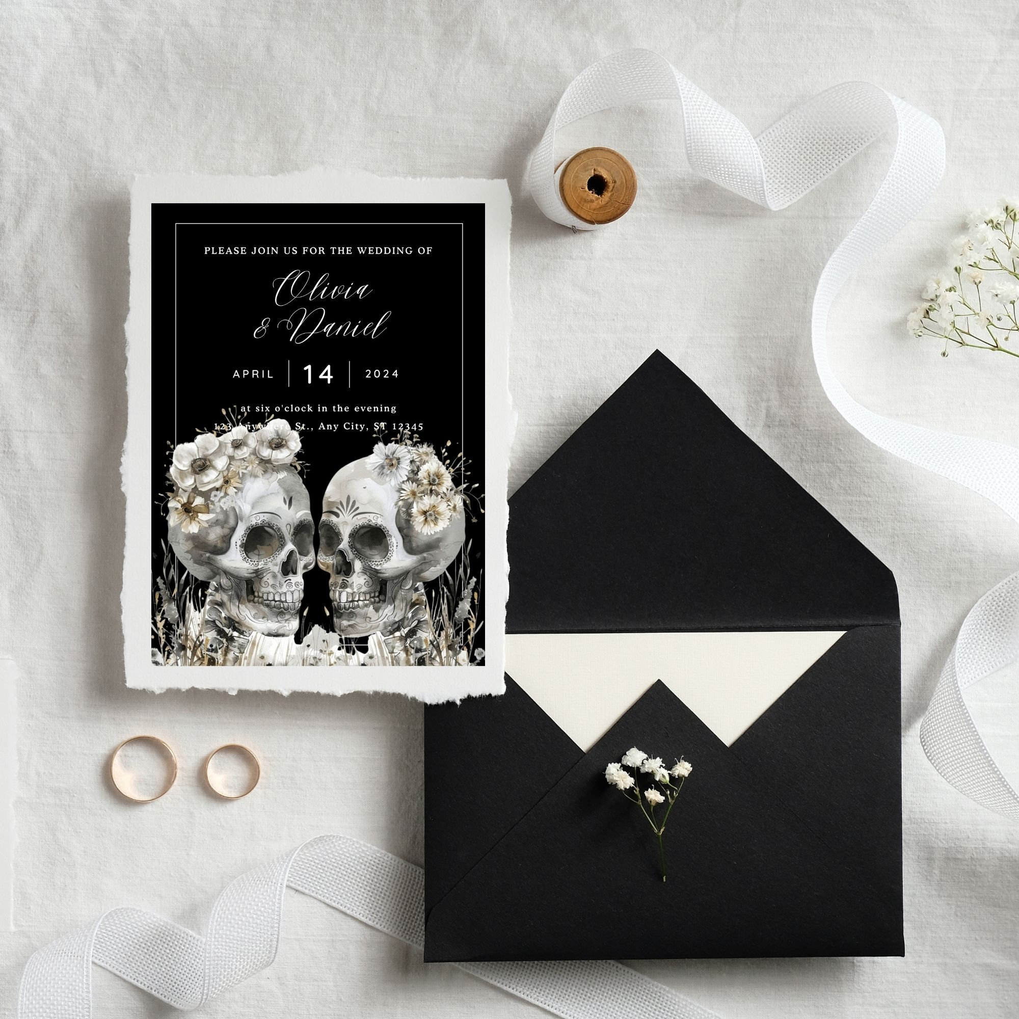 Skull Wedding Clipart – Skeleton Lovers, Goth Bridal (PNG) - Etsy