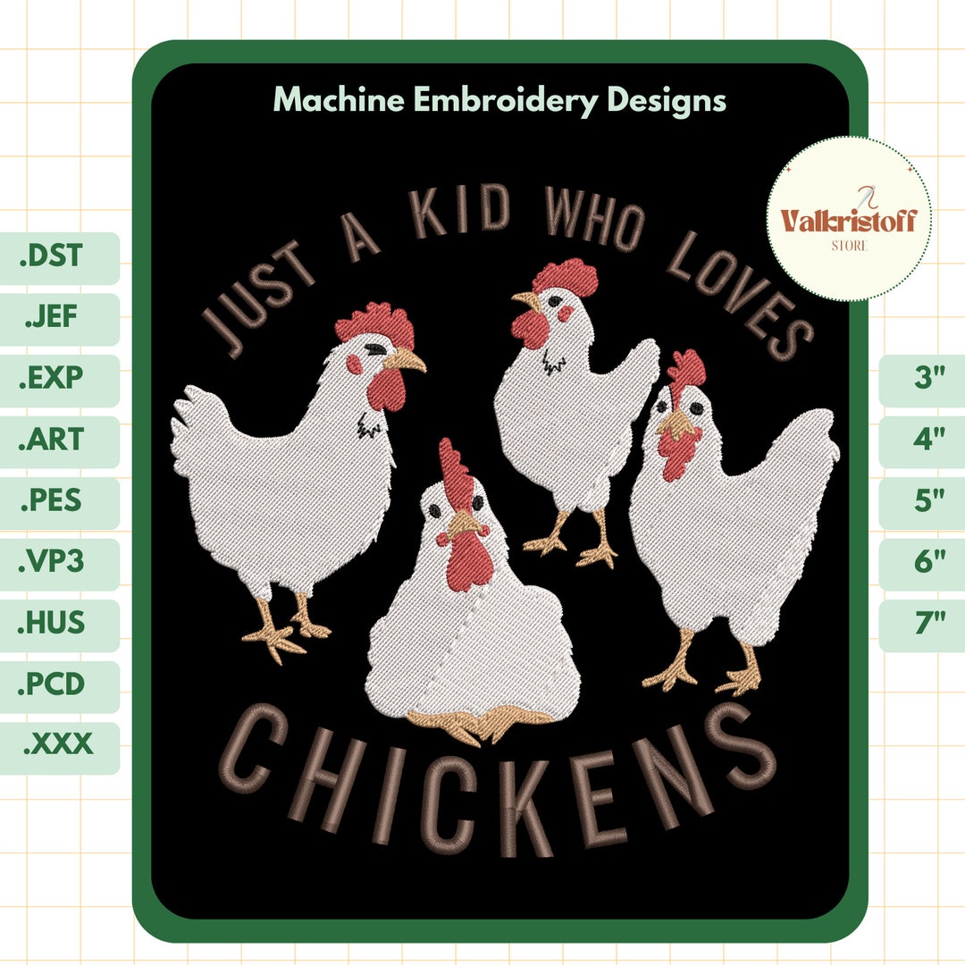 Retro Farm Chicken Embroidery Design, Embroidery Files, Dst File, Pes ...