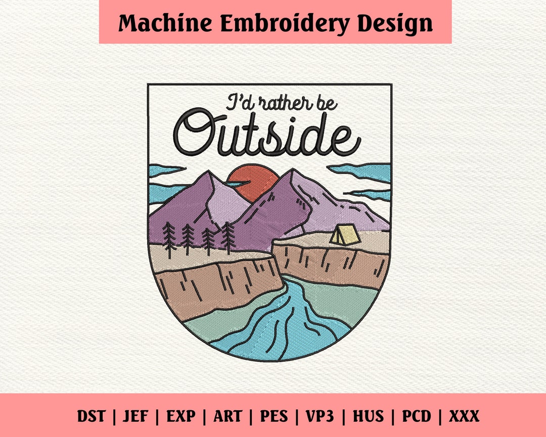 I'd Rather Be Outside Embroidery Design, Funny Kids Embroidery File ...