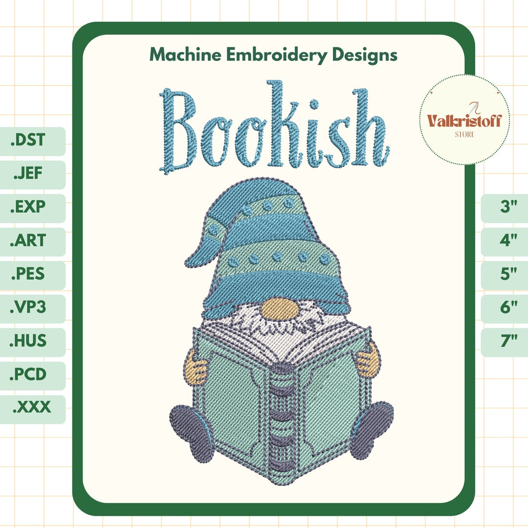 Bookish Embroidery Designdesign, Book Lover Embroidery Design, Bookworm ...