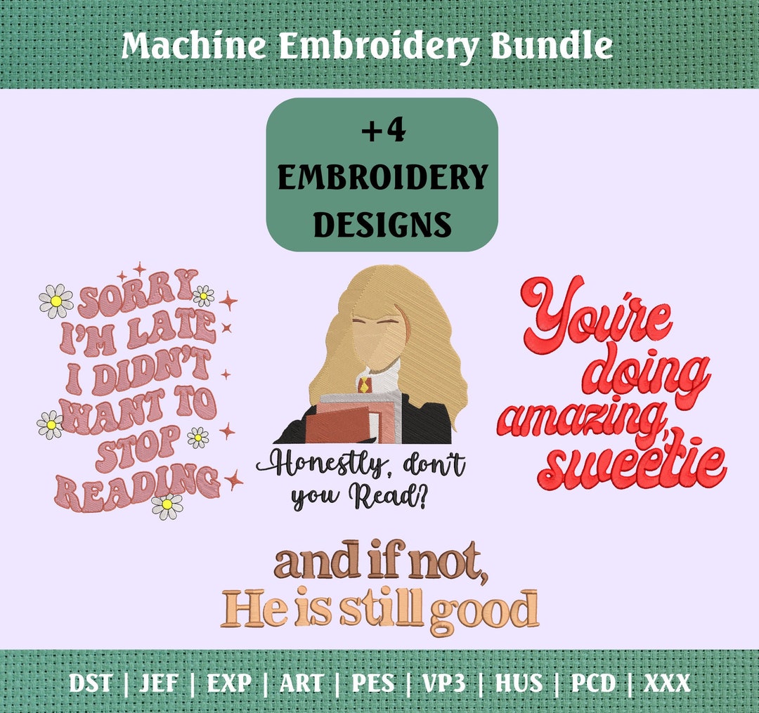 Bookworm Embroidery Design, Reading Lover Embroidery File Instant ...