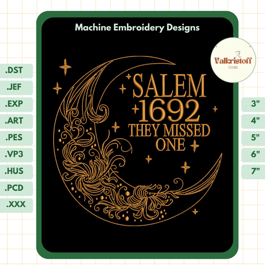 Salem 1692 They Missed One Embroidery, Funny Halloween Embroidery ...