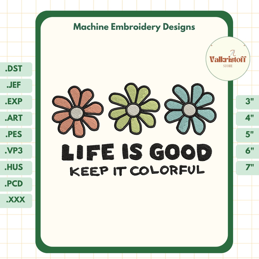 Flower Embroidery, Daisy Embroidery, Positive Embroidery, Funny ...