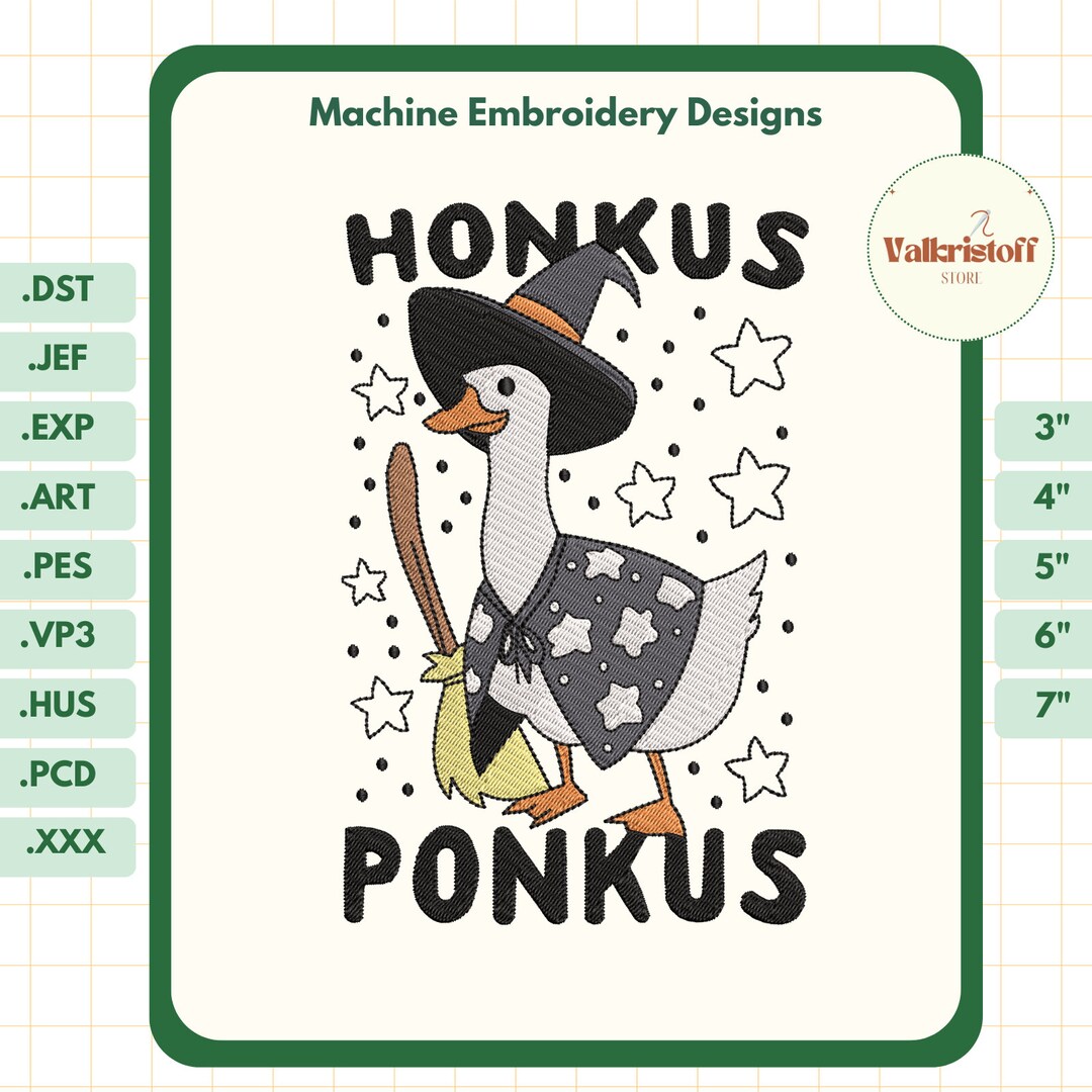 Cute Halloween Silly Goose Embroidery Design, Honkus Pocus Embroidery ...