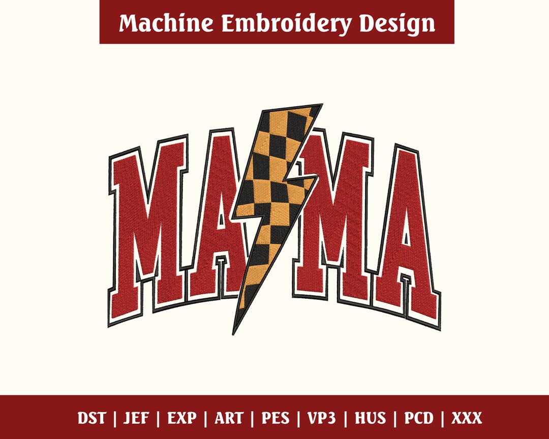 Retro Checkered Mama Embroidery Design, Cool Mom Embroidery File ...