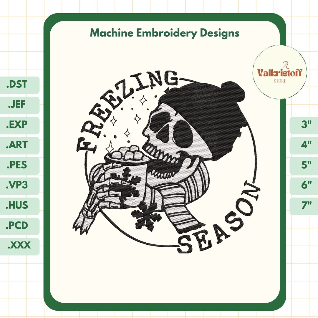 Embroidery Designs, Embroidery Design, Skeleton Freezing Season ...