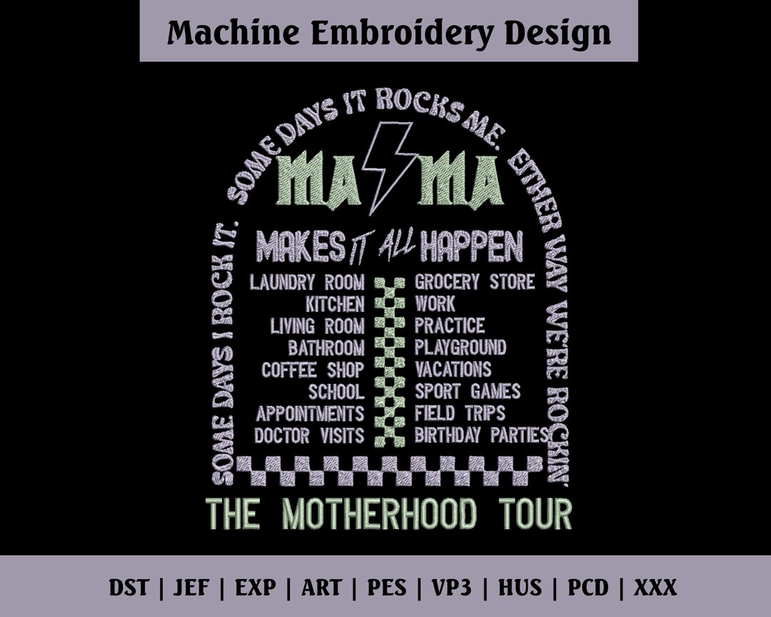 Mama Tour Embroidery Design, Mom Life Embroidery File Instant Download ...