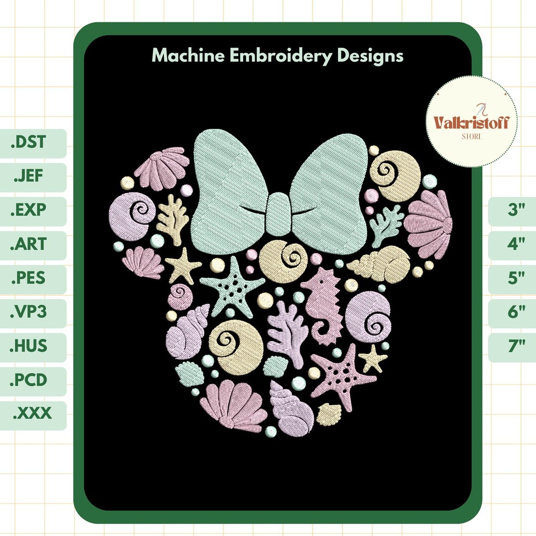 Cute Mini Sea Creatures Embroidery Design, Cute Seashell Embroidery ...