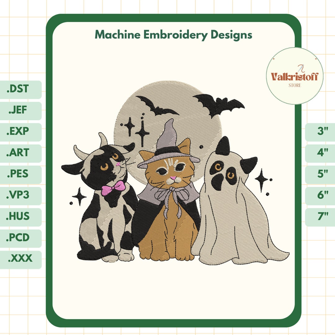 Halloween Black Cat Gang Embroidery Design,magic Cats Embroidery ...