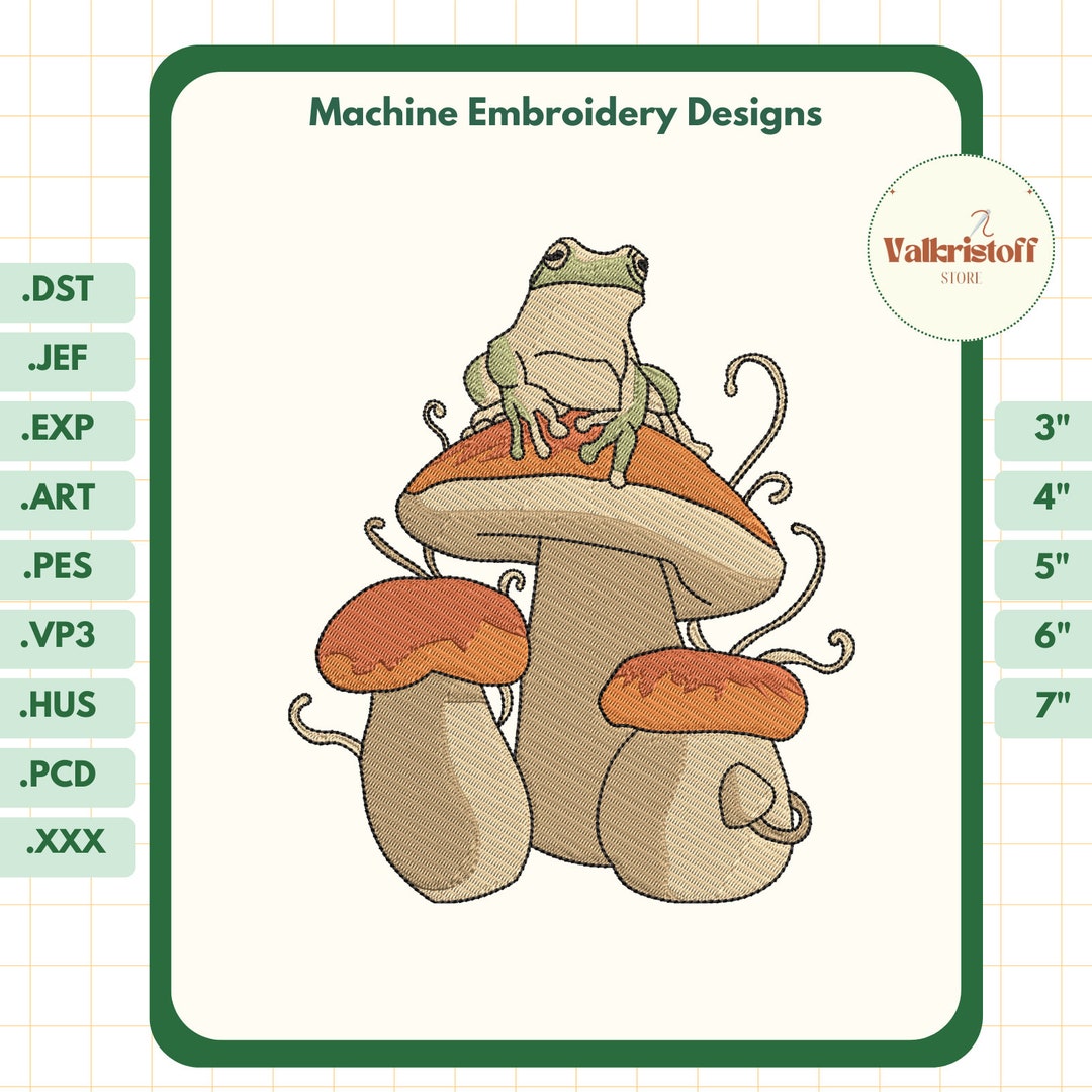 Kids Youth Cute Frogs Embroidery Designs, Embroidery File, Cottagecore ...