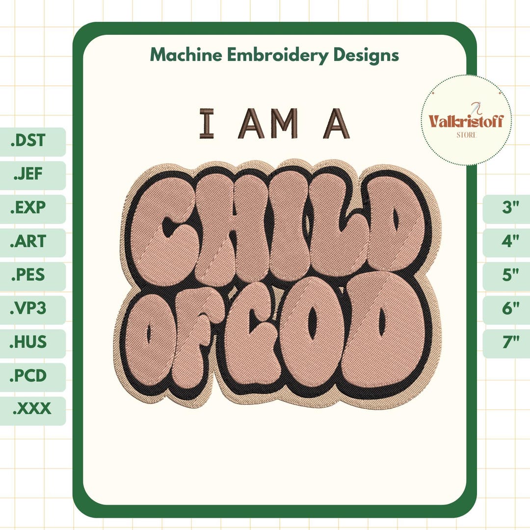 I'm a Child of God Embroidery Design, Christian Embroidery Designs ...