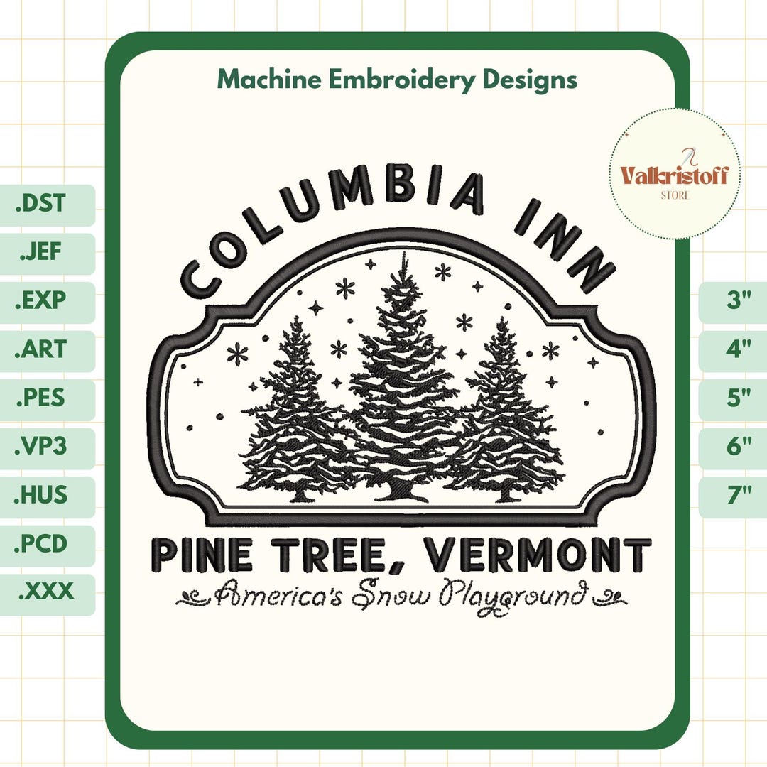 Vintage Christmas Pine Tree Machine Embroidery File, Snow Playground ...