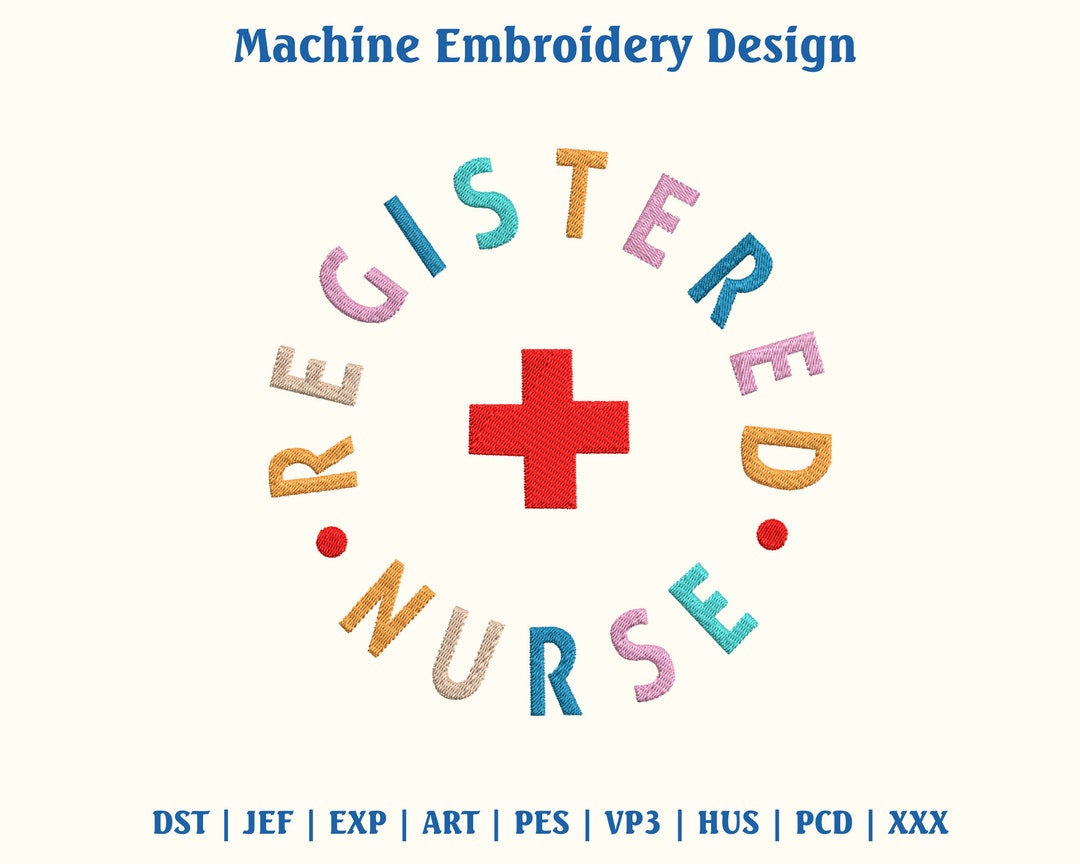 Registered Nurse Embroidery Design, RN Nurse Embroidery Design, Gifts ...