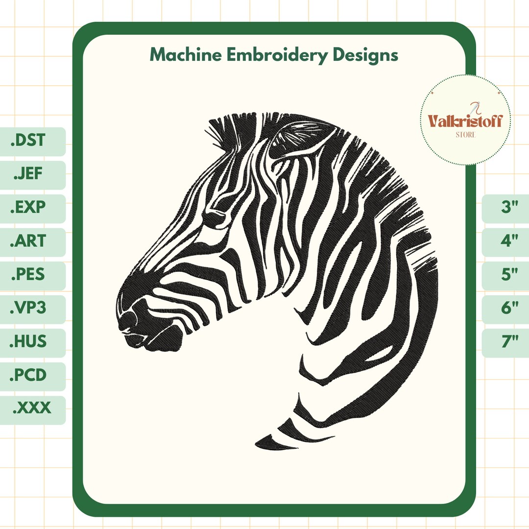 Wild Zebra Embroidery Design, Embroidery Files,retro Decorative ...