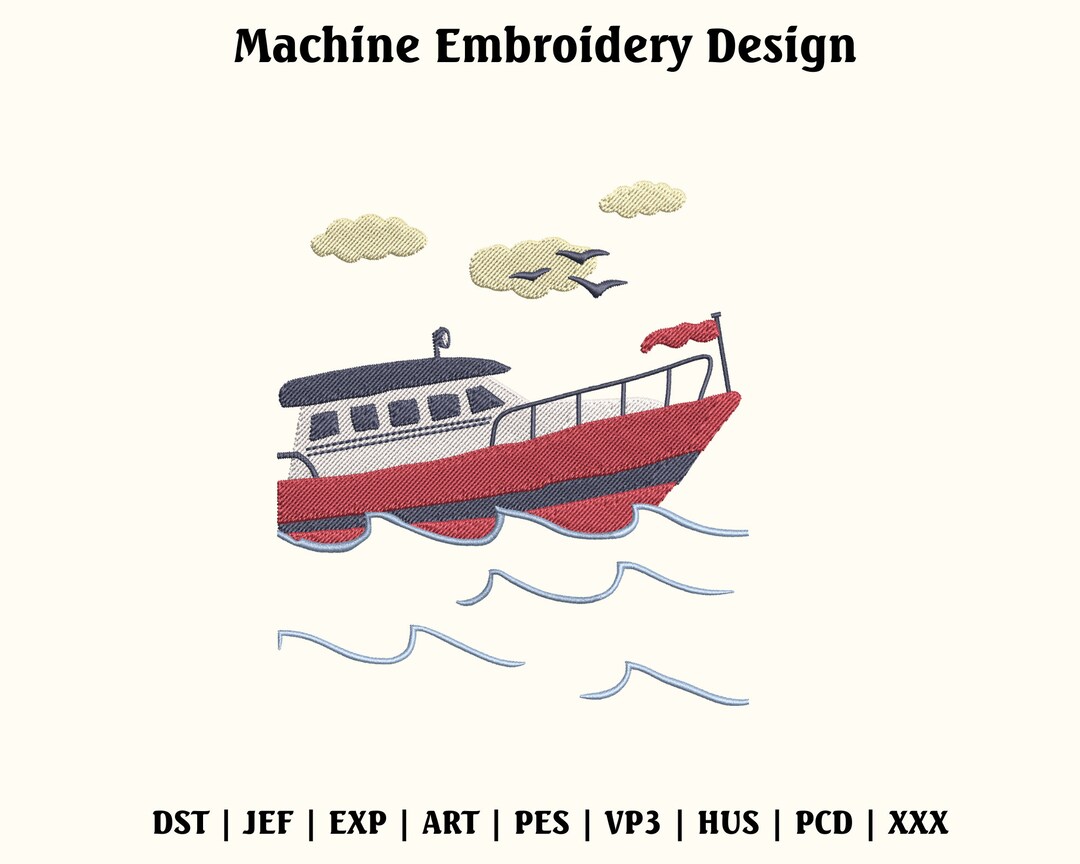 Cute Boat Embroidery Design, Toddler Embroidery Design, Kids Embroidery ...