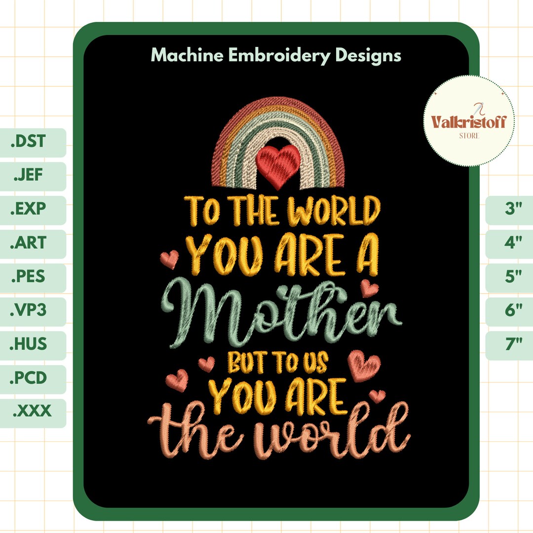 Boho Rainbow Mom Embroidery Design, Mom Mama Embroidery Files, Pes ...
