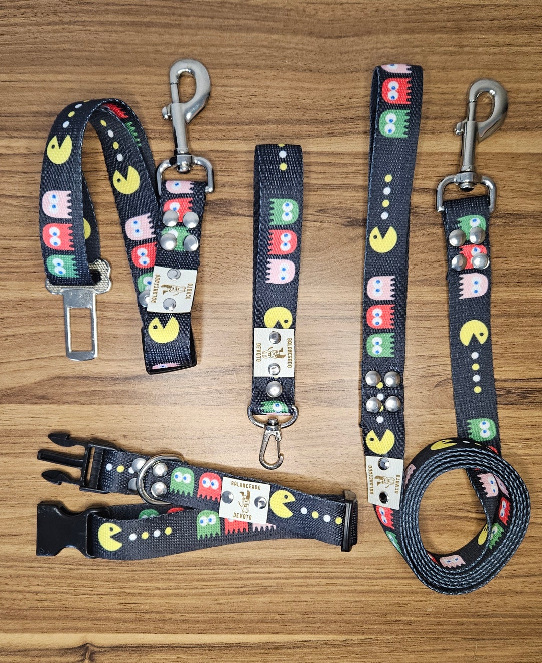 Dog Collar, Leash, Safety Belt Combo Kit Pacman - Etsy