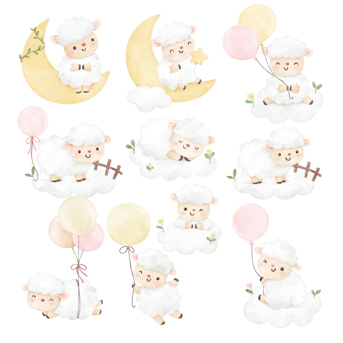 Watercolor Sheep Clipart Baby Sheep Clipart Nursery Clipart Lamb ...