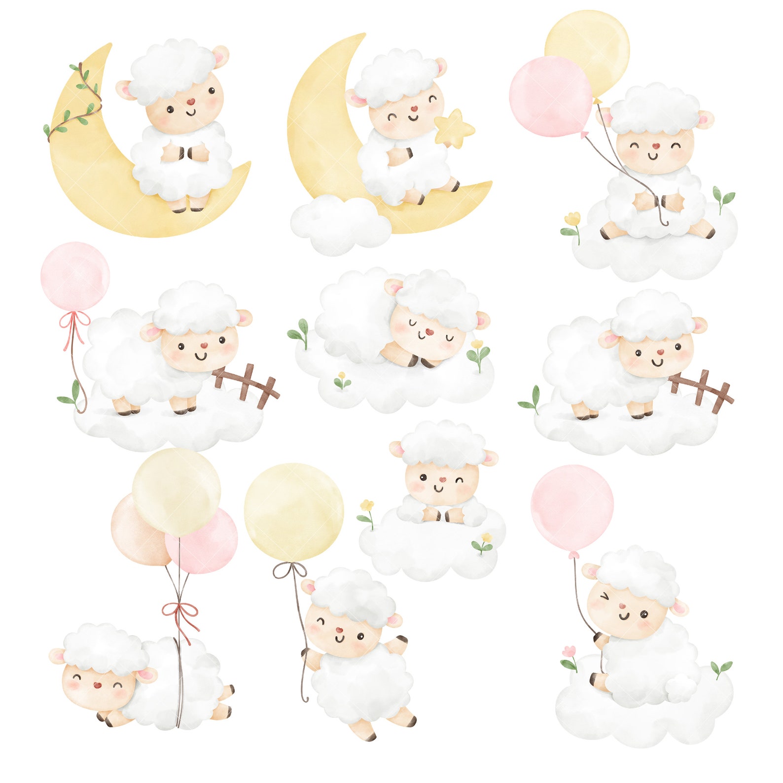 Watercolor Sheep Clipart Baby Sheep Clipart Nursery Clipart Lamb ...