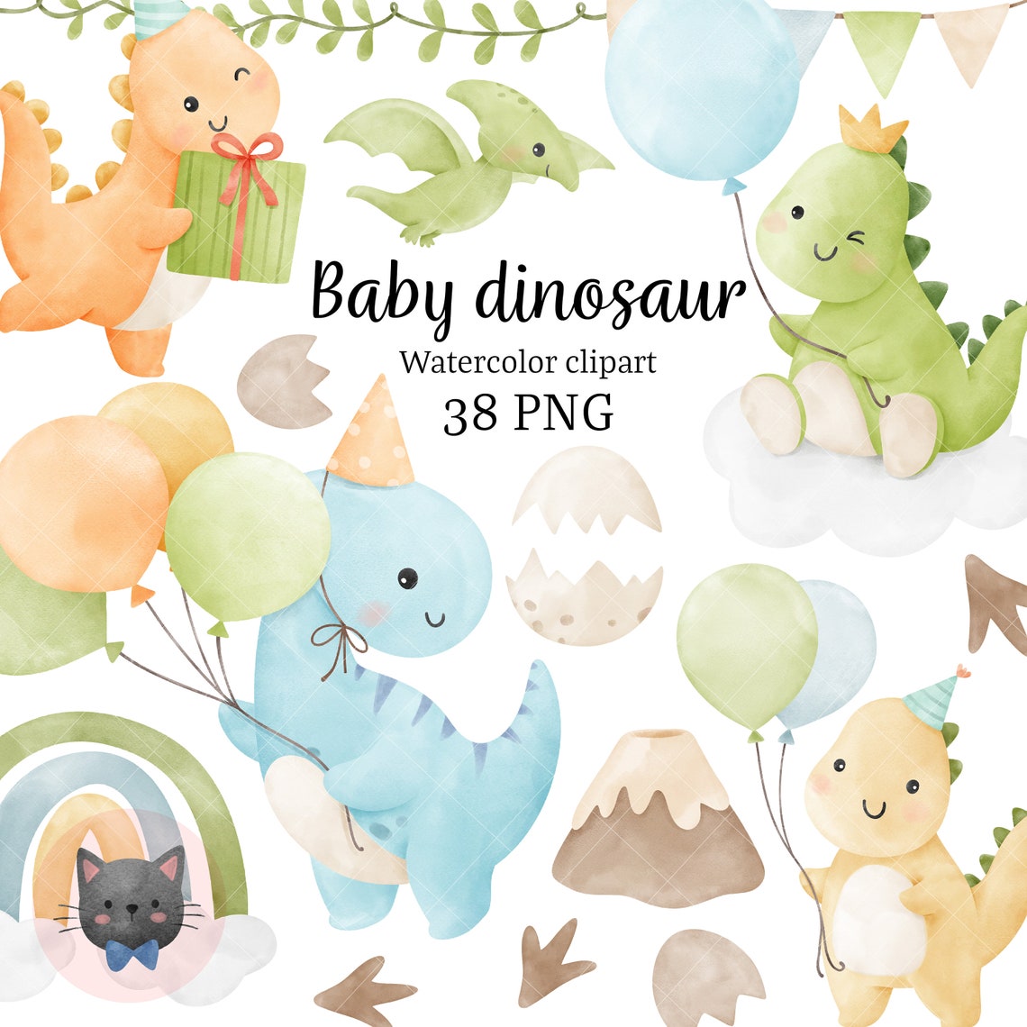 Watercolor Dinosaur Clipart Dinosaur Clipart Nursery Clipart Dinosaur ...