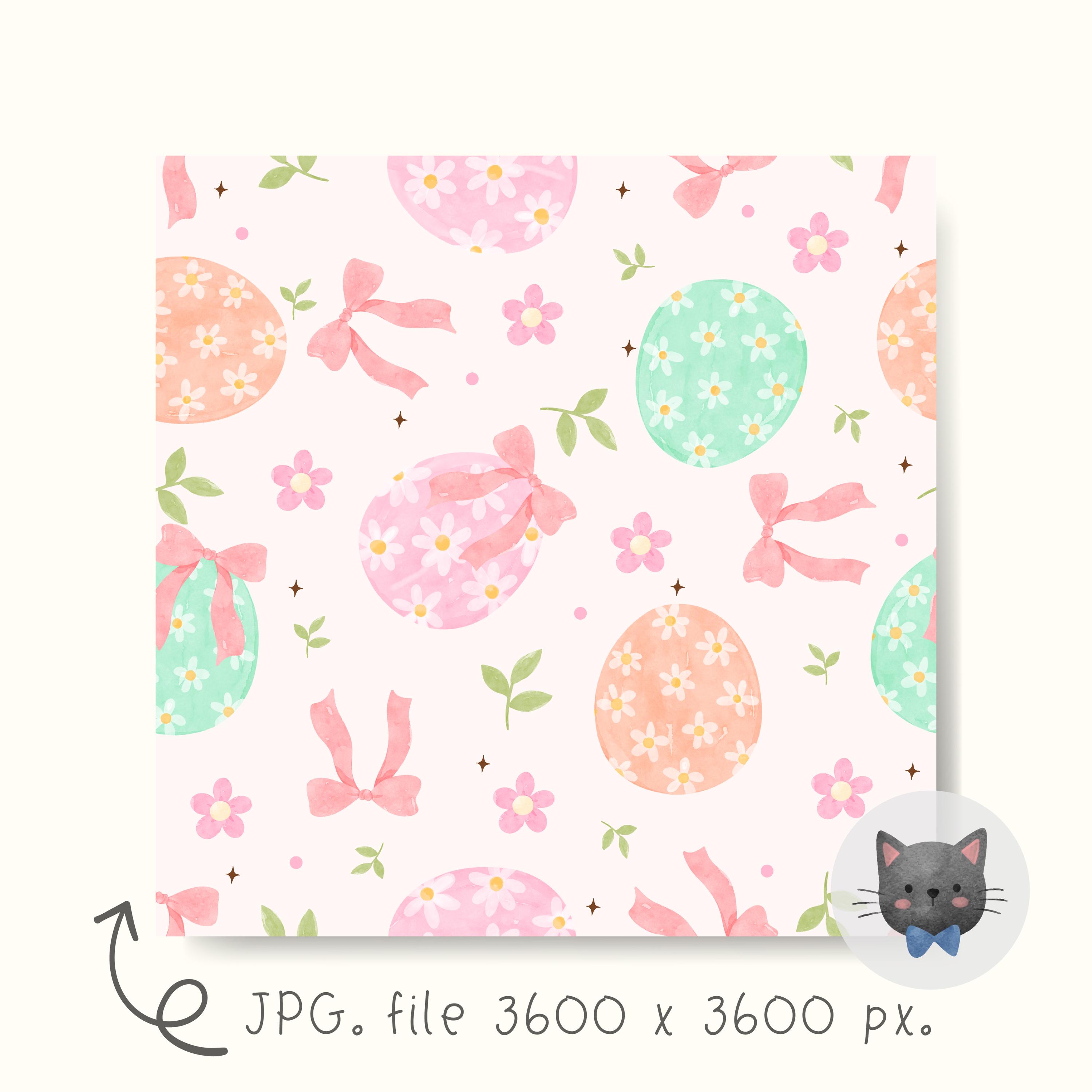 Preppy Easter Egg Seamless Pattern Coquette Easter Seamless Eggs Bow ...