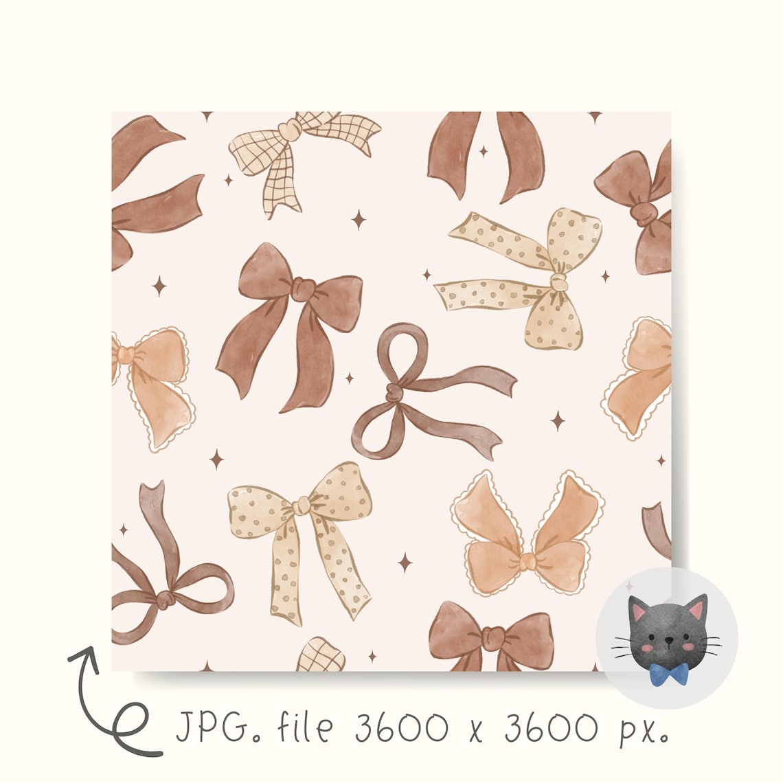 Brown Neutral Bows Seamless Pattern Bows Repeating Pattern Retro ...