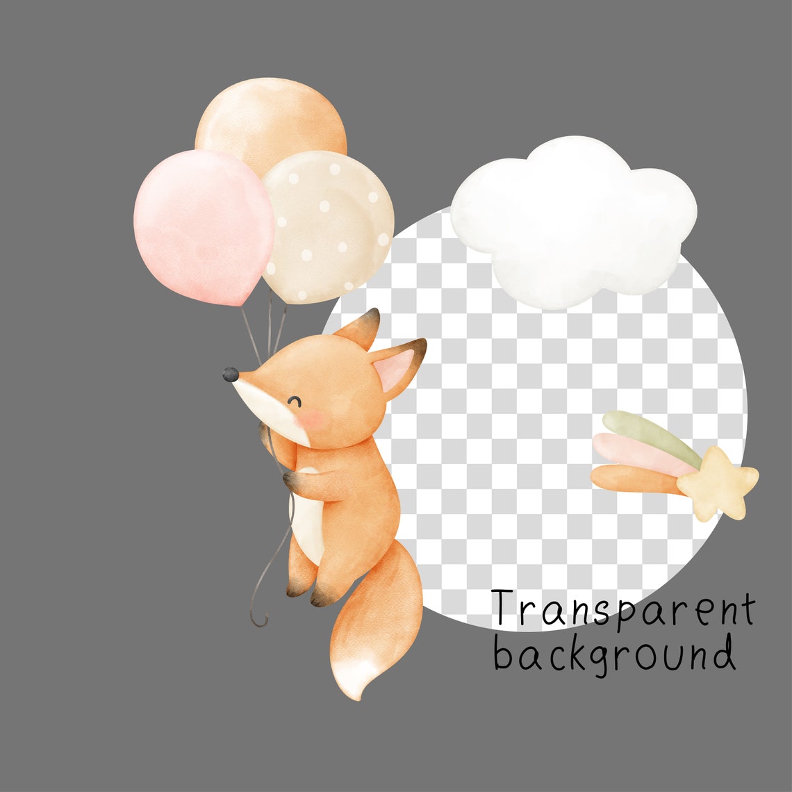 Woodland Animals Watercolor Clipart Animals With Balloon Clipart Baby ...
