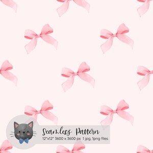 Coquette Pink Seamless Pattern Coquette Bows Repeat Pattern Files for Girly Pink Bows Pattern ...