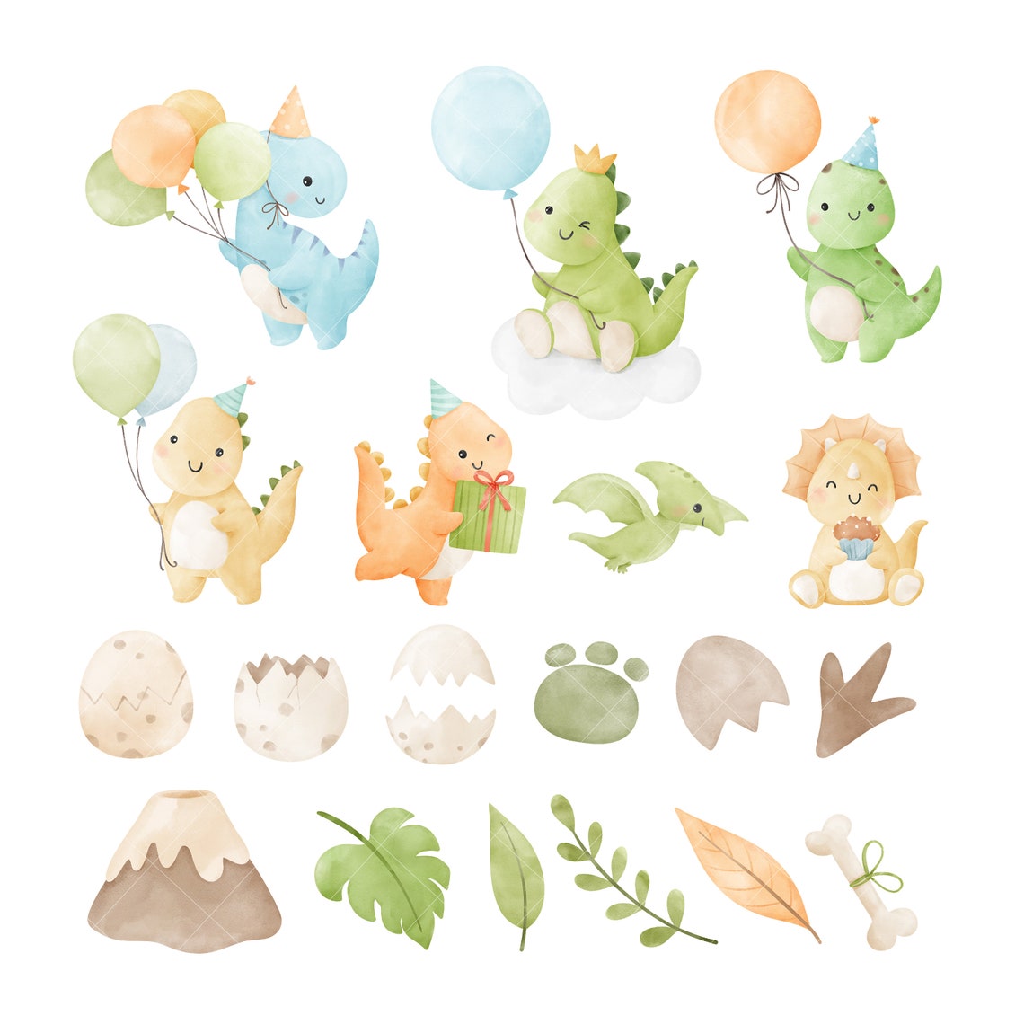 Watercolor Dinosaur Clipart Dinosaur Clipart Nursery Clipart Dinosaur ...