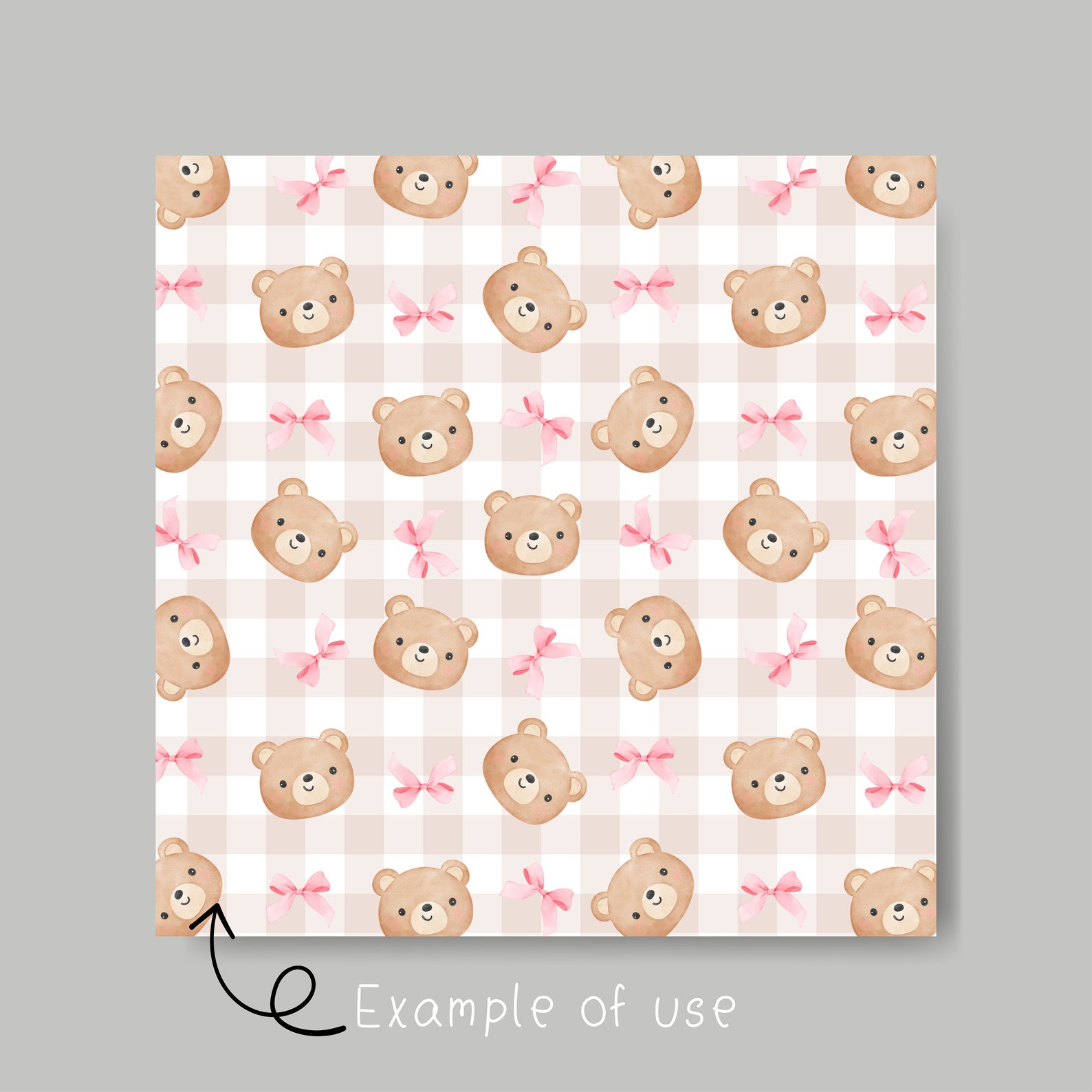 Pink Coquette Bear Pattern Bear Seamless Checkerboard Pattern Bear ...