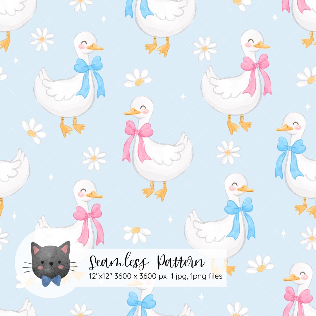 Coquette Spring Goose Seamless Pattern Silly Goose Repeating Pattern ...