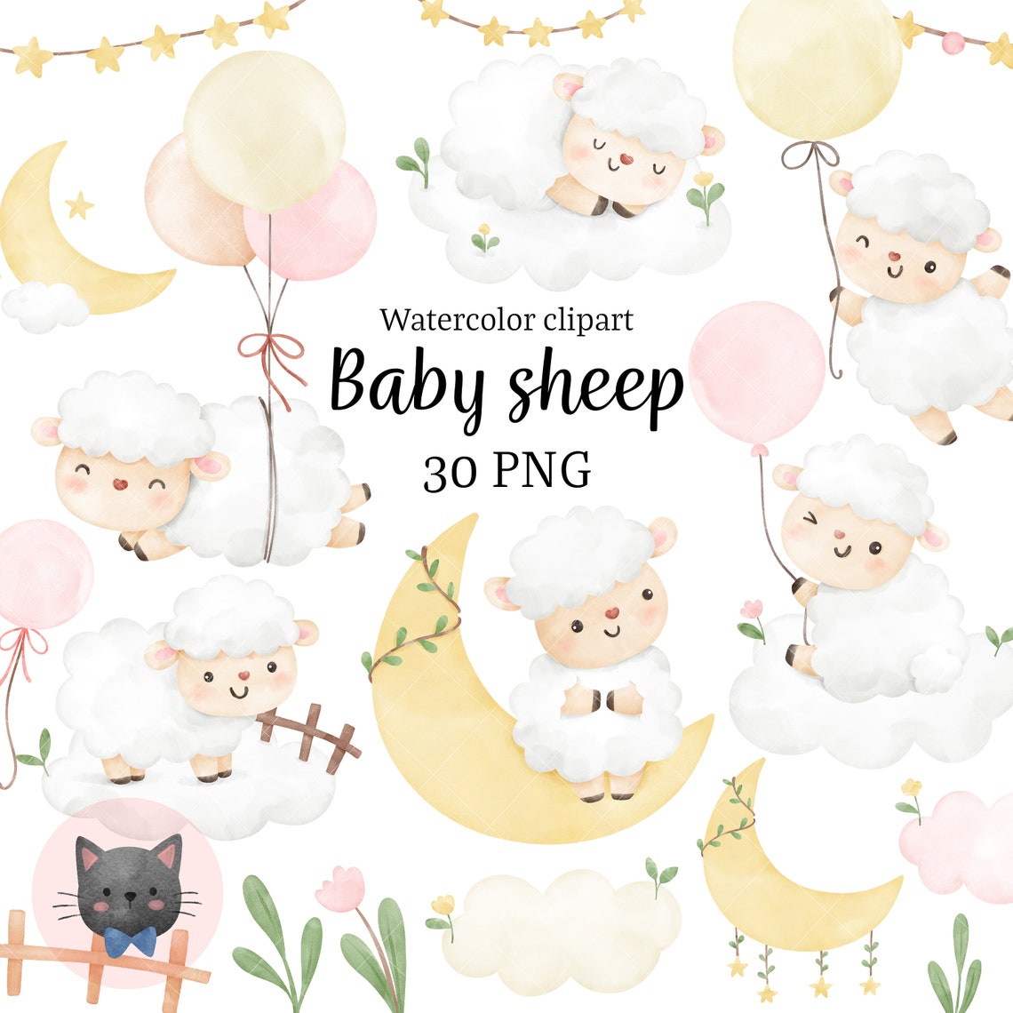 Watercolor Sheep Clipart Baby Sheep Clipart Nursery Clipart Lamb ...