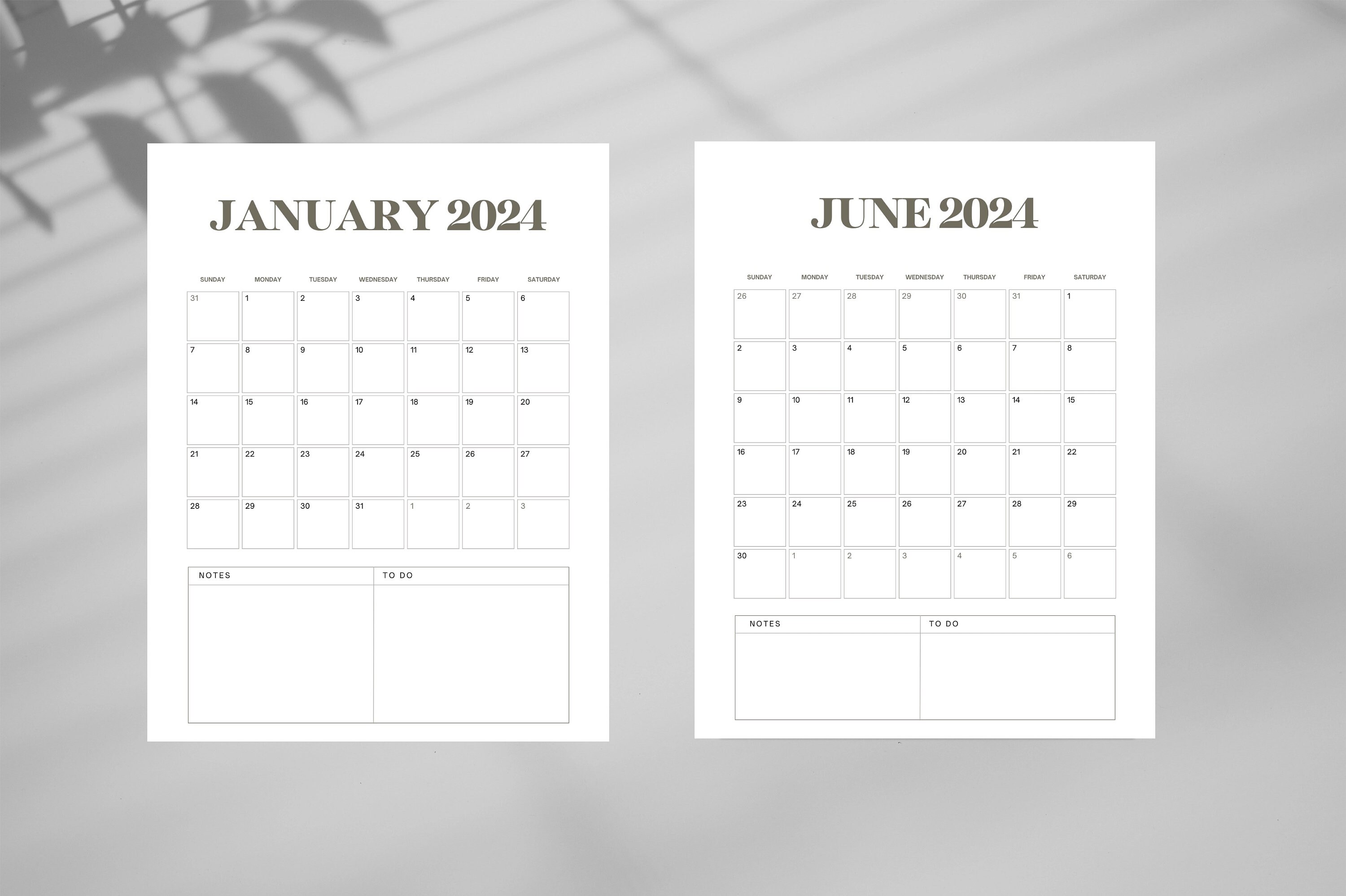 2024 Monthly Planner| Minimalist Printable Calendar 2024| Printable and ...