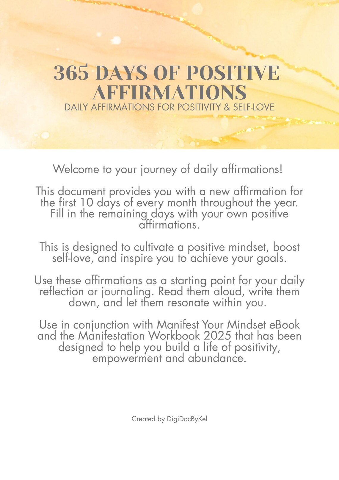 365 Days of Positive Affirmations - Etsy