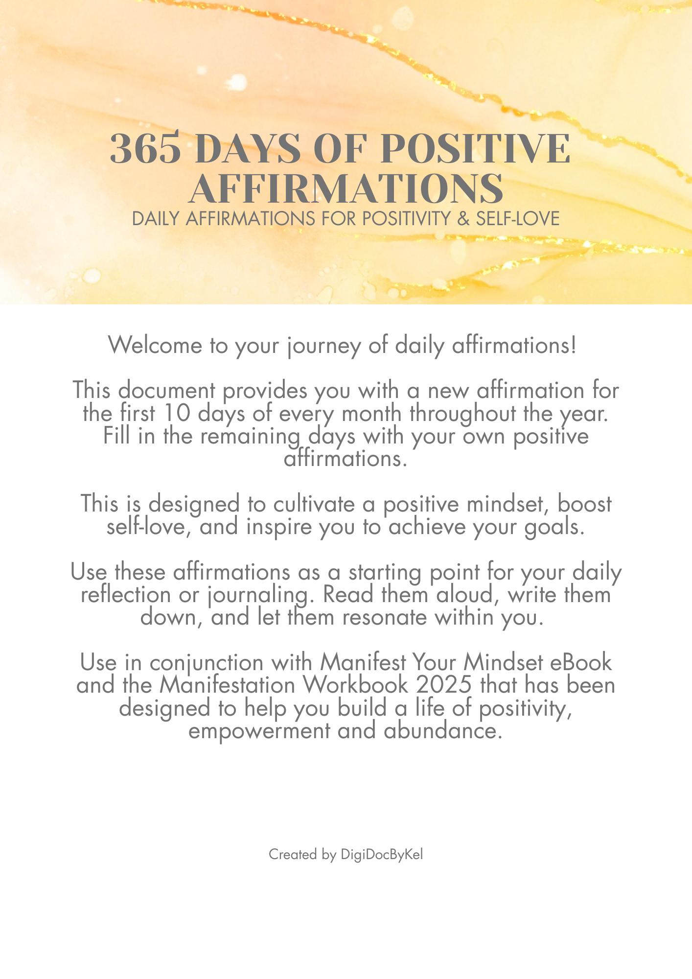 365 Days of Positive Affirmations - Etsy