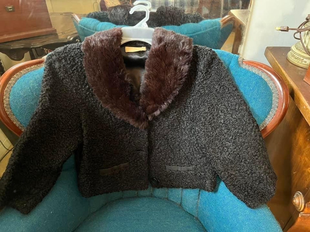 Black Curly Wool Vintage Jacket - Etsy