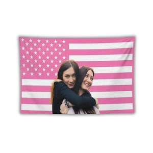 Custom Pink American Flag Tapestry, Personalized Pink Flag, Custom Flag ...