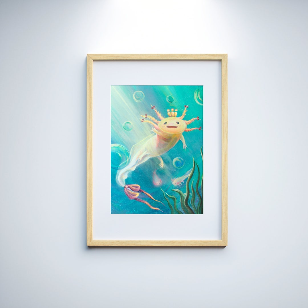 The Axolotl Princess Real Fine Art Print Wall Art Acrylic Art - Etsy