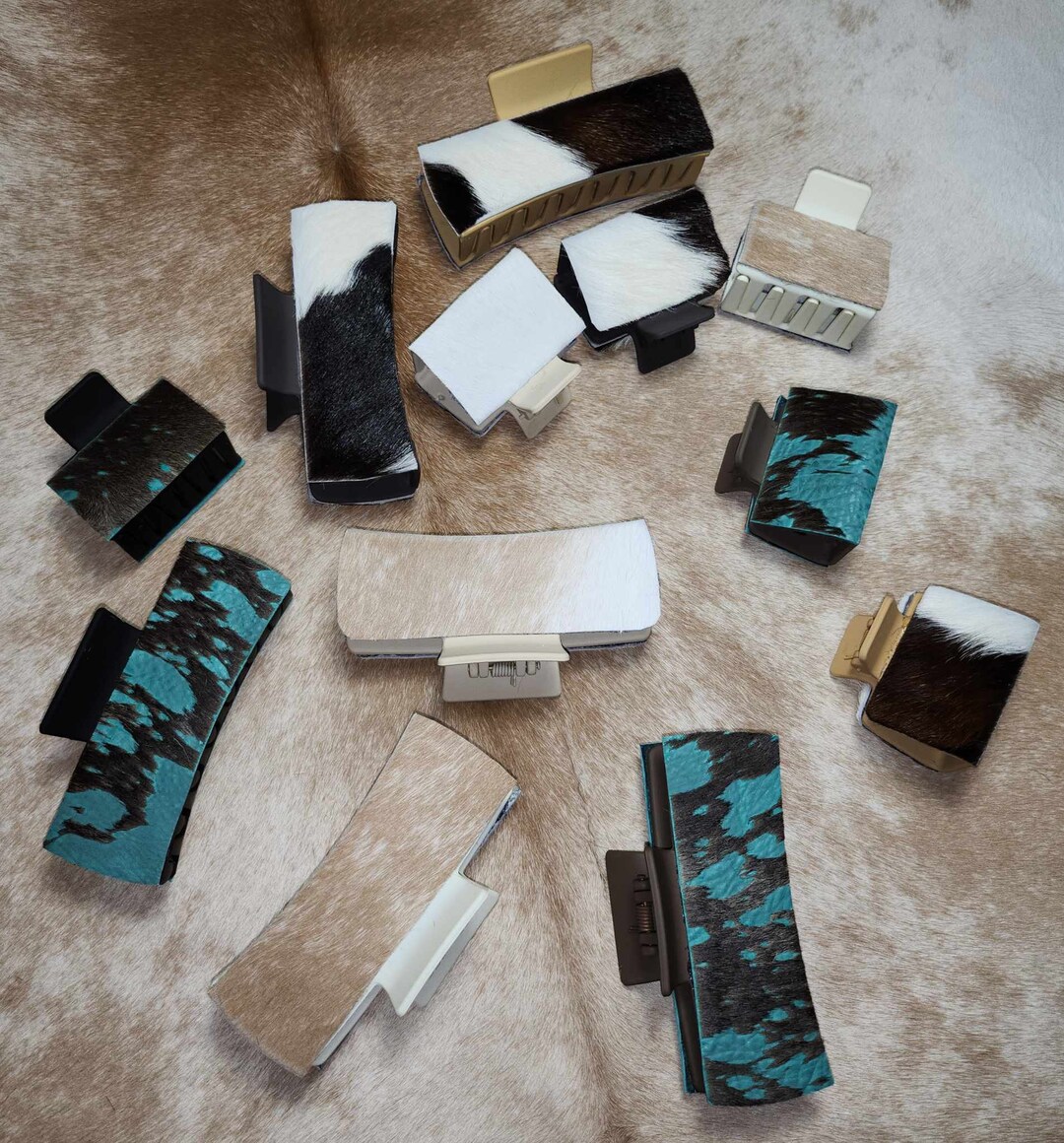 Authentic Trendy Cowhide Hair Clips Western Claw Accessory | Trending ...