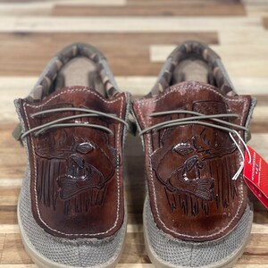 Tooled Leather on Authentic Hey Dude Shoes: Custom Western Design - Etsy