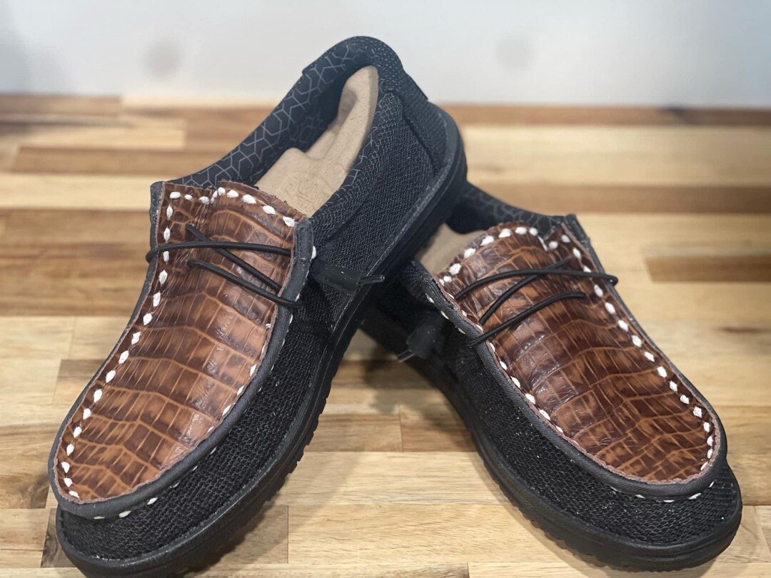 Western Custom Alligator Leather With Buck Stitch | Black Hey Dude ...