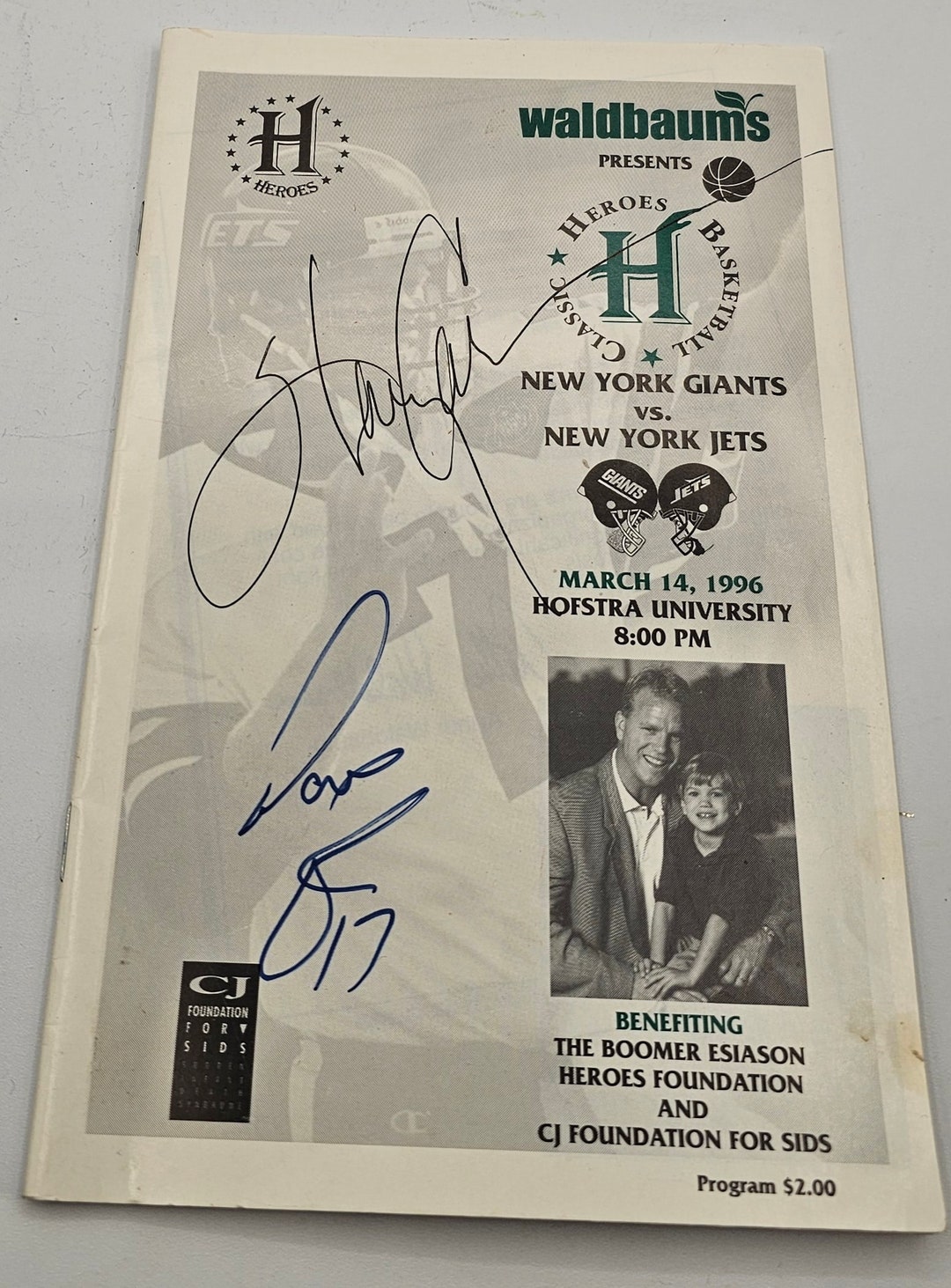 1996 Dave Brown & Harry Carson Autographs on Hofstra University Classic ...