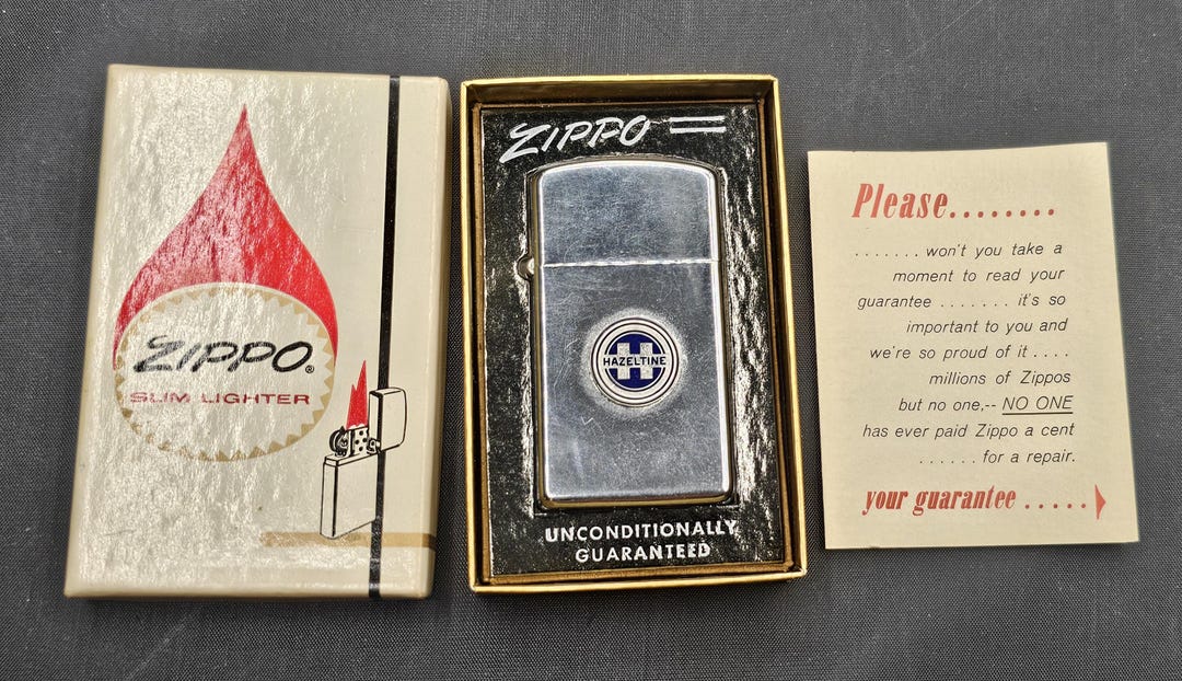 1960s Zippo Slim Lighter in Original Box Advertising Piece for Hazeltine - Etsy